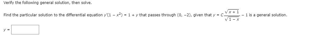 Solved Verify the following general solution, then | Chegg.com