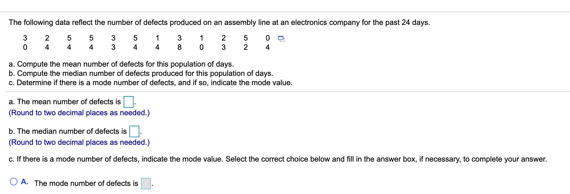Solved The following data reflect the number of defects | Chegg.com