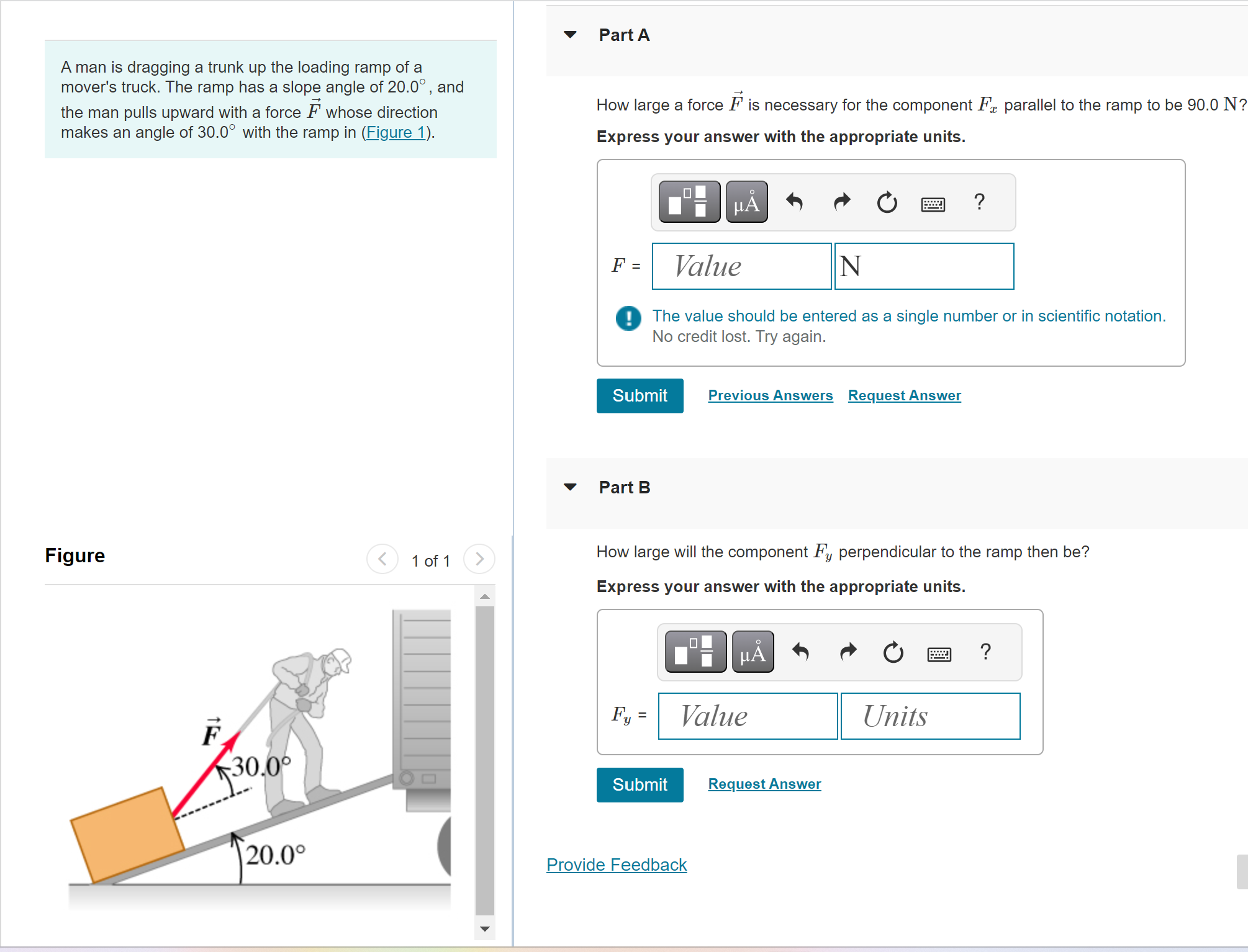 Solved A man is dragging a trunk up the loading ramp of a | Chegg.com
