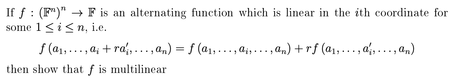 Solved If f :(F)” + F is an alternating function which is | Chegg.com