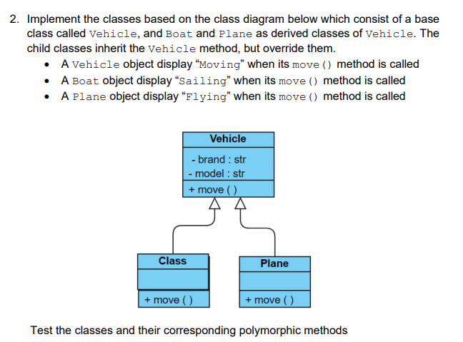 Solved Implement the classes based on the class diagram | Chegg.com