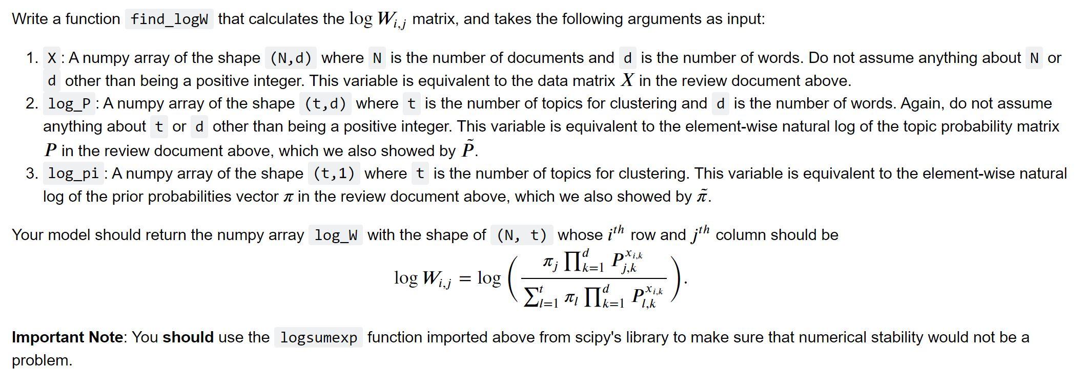Solved Write a function find_logw that calculates the log | Chegg.com