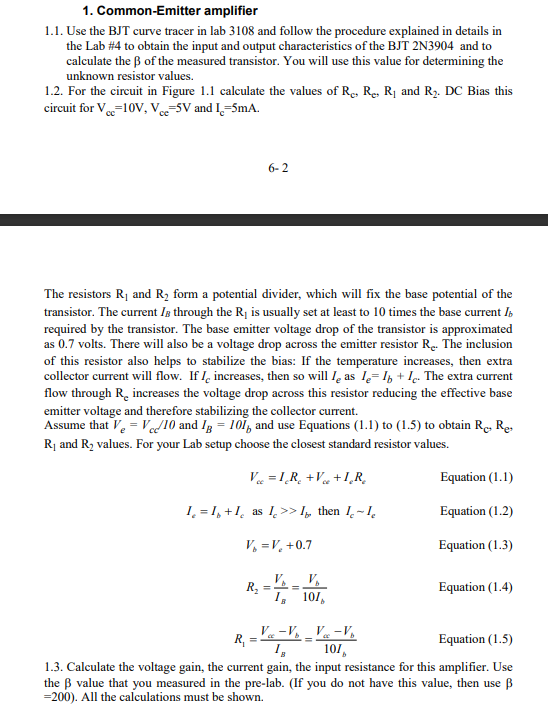 1.1. Use the BJT curve tracer in lab 3108 and follow | Chegg.com