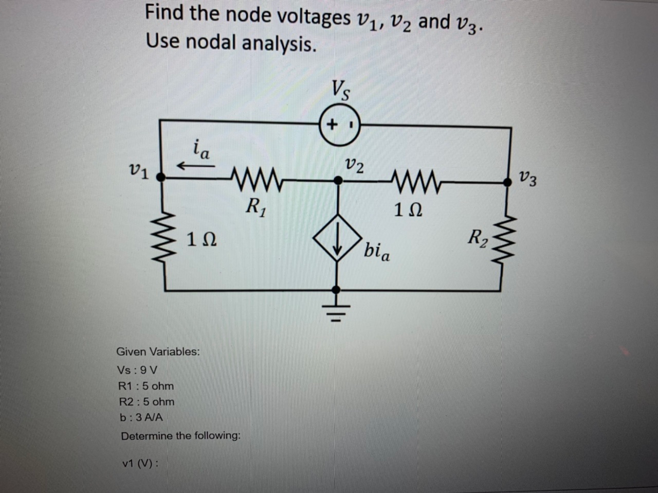 Solved Find the node voltages V1, V2 and v3. Use nodal | Chegg.com
