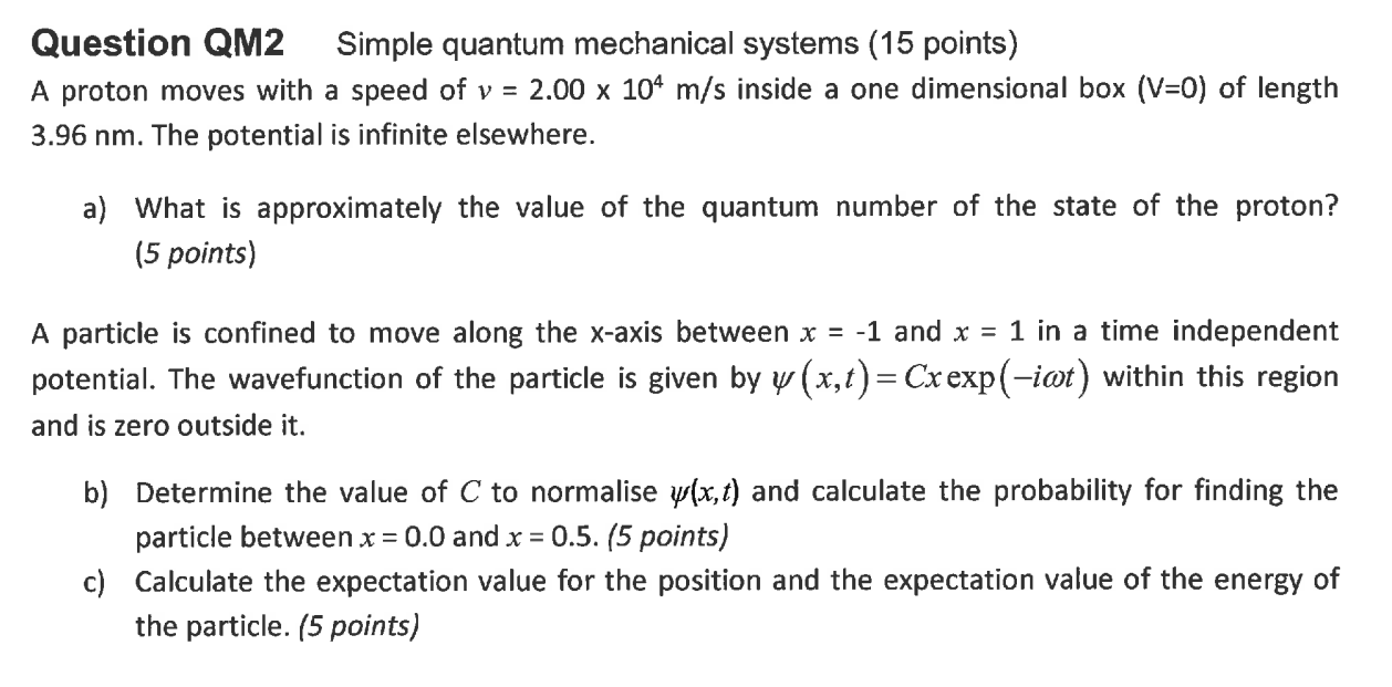 Solved Question QM2 Simple quantum mechanical systems (15 | Chegg.com
