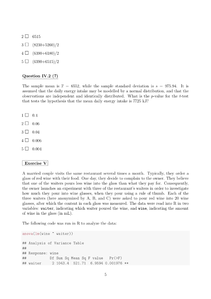 Solved Exercise I In the analysis of a single sample, 10 | Chegg.com
