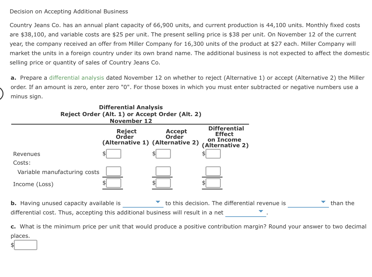 Solved Decision on Accepting Additional Business Country | Chegg.com