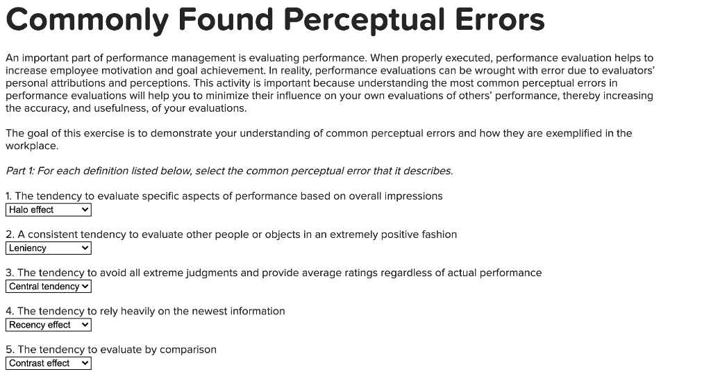 Solved Commonly Found Perceptual Errors An important part of | Chegg.com
