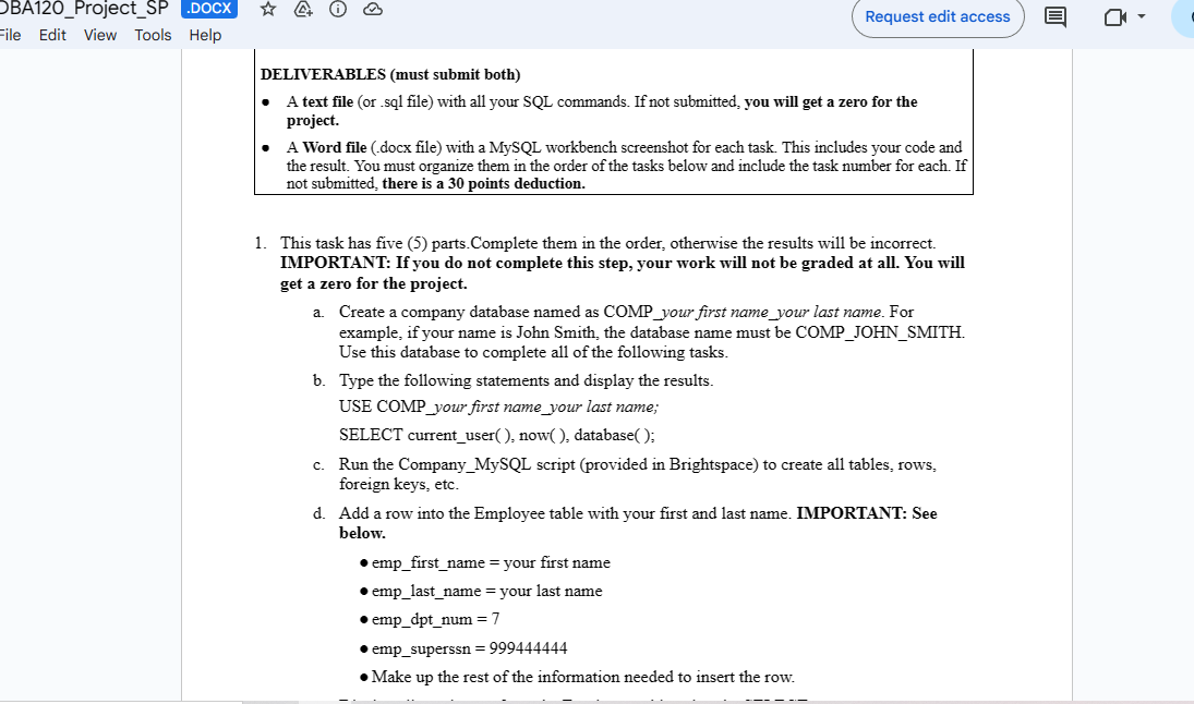 Solved Company Database ERD.docx - Google DocsSign in | Chegg.com