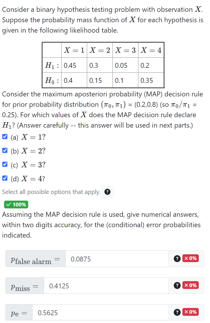 Solved Can you explain to me how to find the p false alarm, | Chegg.com