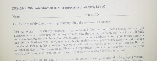 CPEG/EE 286: Introduction to Microprocessor, Fall | Chegg.com