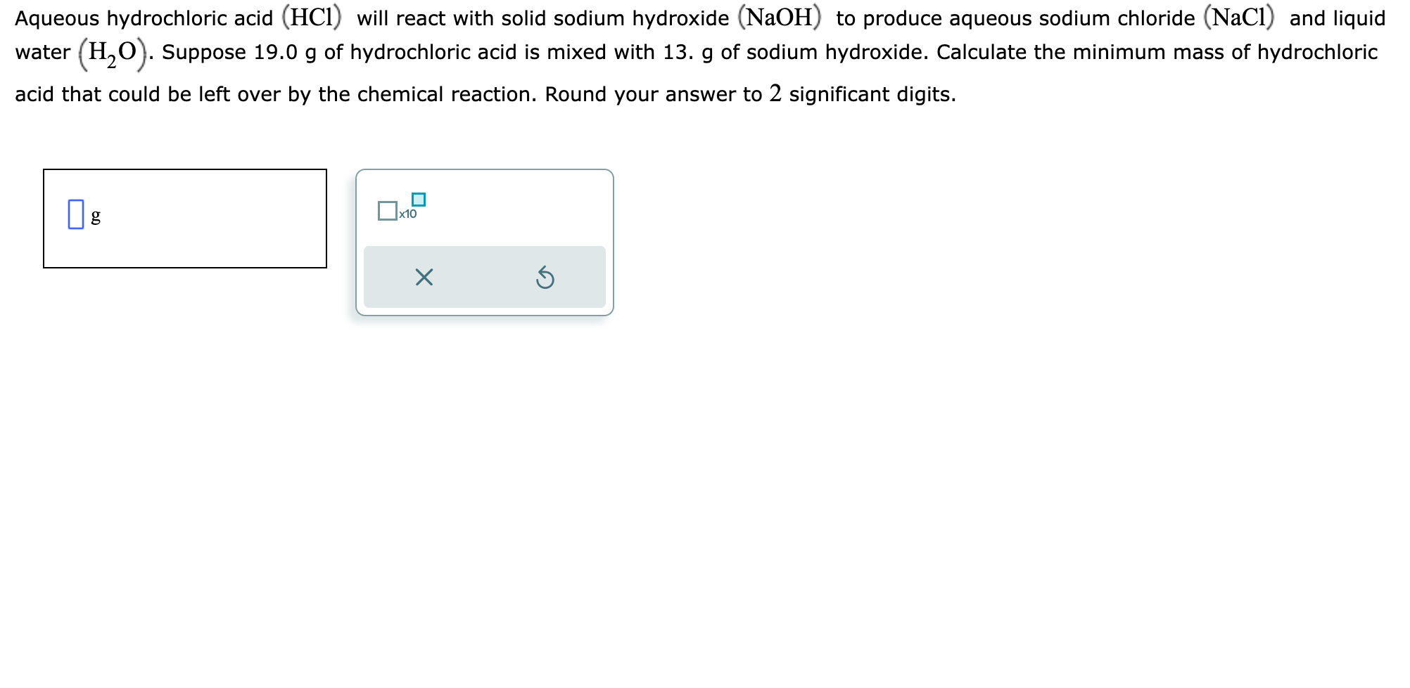 Solved Aqueous hydrochloric acid will react with solid | Chegg.com
