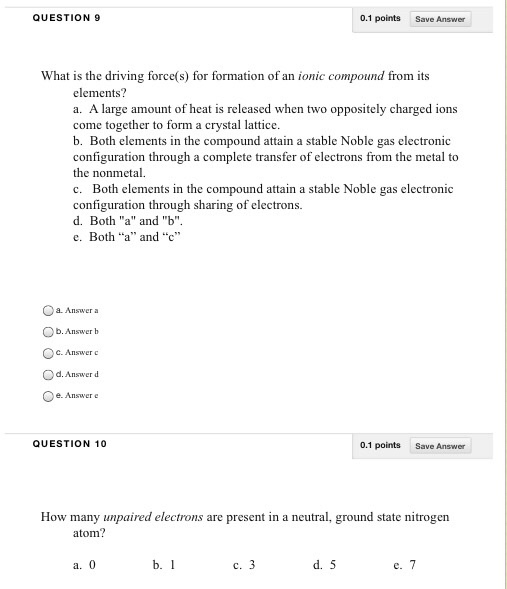 Solved 0.1 points Save Answer QUESTION 8 which full set of | Chegg.com