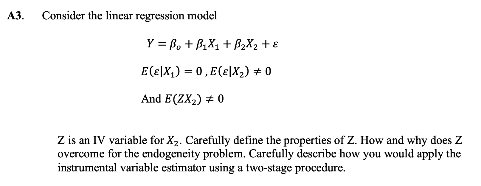 A3. Consider the linear regression model Y = B. + | Chegg.com