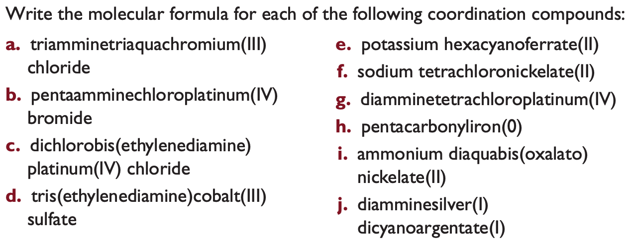 Solved Write the molecular formula for each of the following | Chegg.com