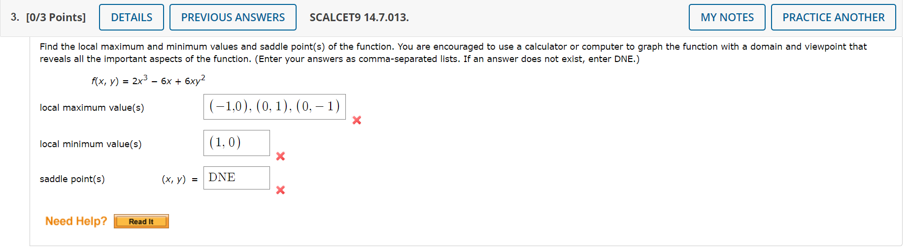 Solved [0/3 Points] SCALCET9 14.7.013. reveals all the | Chegg.com