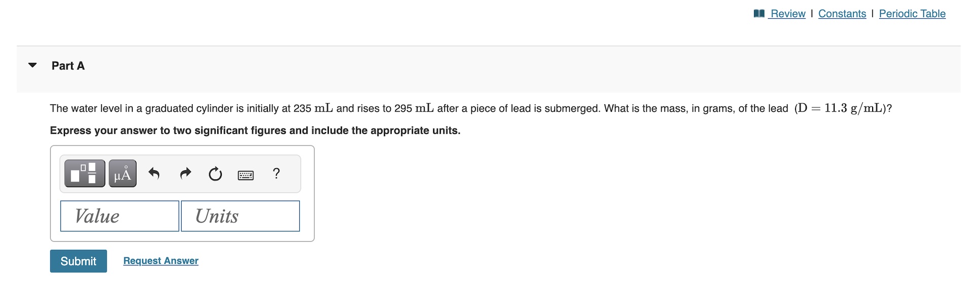 Solved The water level in a graduated cylinder is initially | Chegg.com