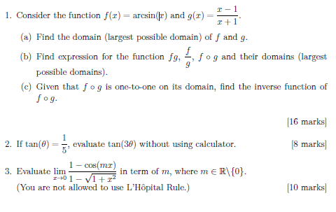 Solved 1. Consider the function f(x)=arcsin(x) and | Chegg.com