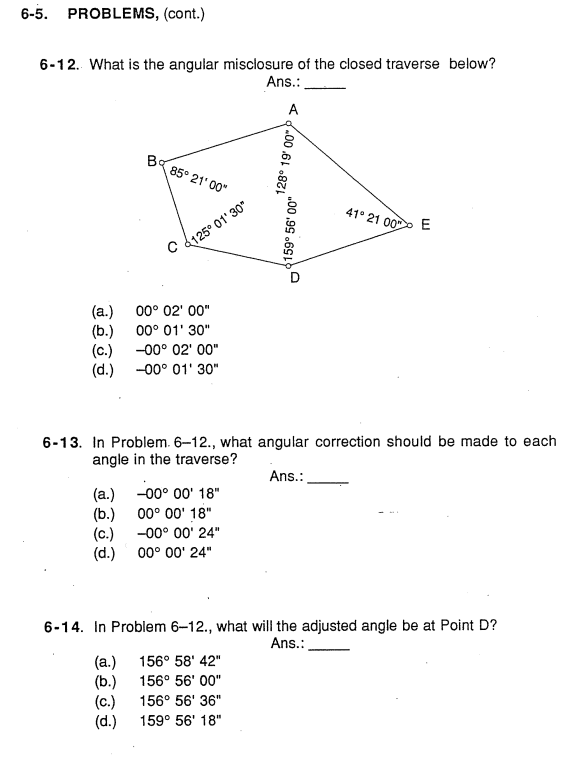 Solved 6-12. What is the angular misclosure of the closed | Chegg.com