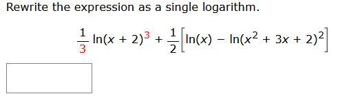 Solved Rewrite the expression as a single logarithm. | Chegg.com