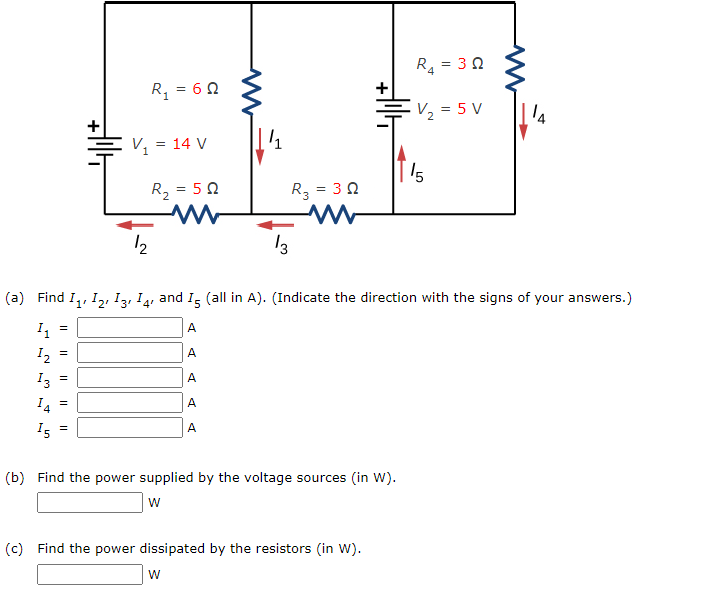 Solved (a) Find I1,I2,I3,I4 and I5 (all in A). (Indicate the | Chegg.com
