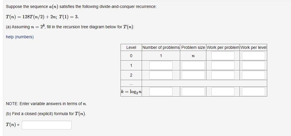 Solved Suppose the sequence a(n) satisfies the following | Chegg.com