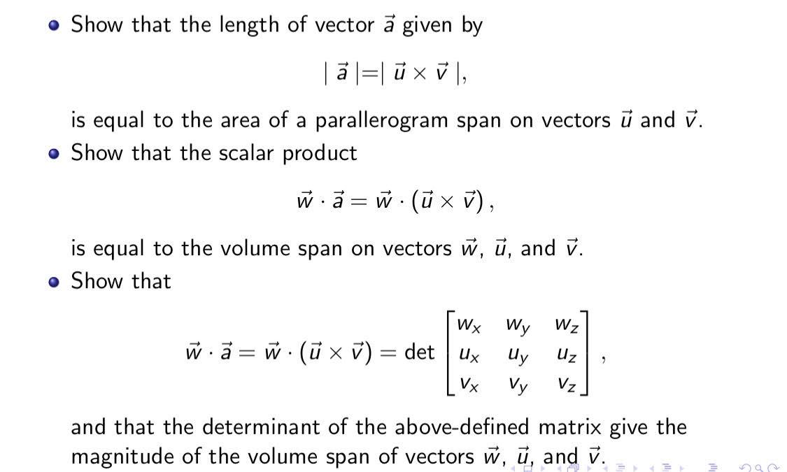 Solved • Show that the length of vector a given by a =ū xv, | Chegg.com