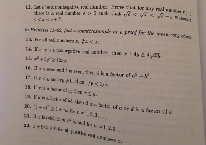 Let c be a nonnegative real number. Prove that for | Chegg.com