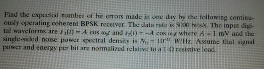 Solved Find the expected number of bit errors made in one | Chegg.com