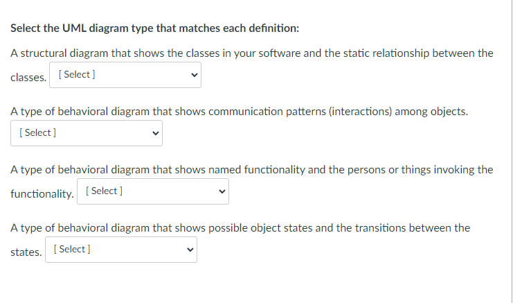 Solved the answer choices are Use state diagram, class | Chegg.com