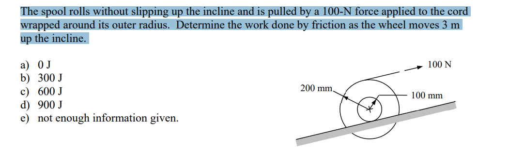Solved The spool rolls without slipping up the incline and | Chegg.com