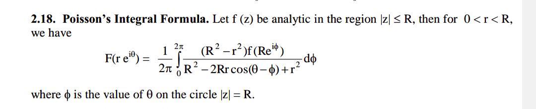 Solved 2.18. Poisson's Integral Formula. Let f (z) be | Chegg.com