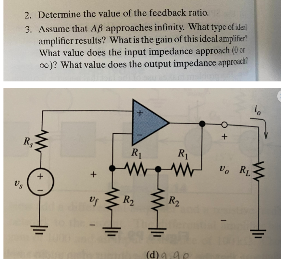 Solved 2. Determine the value of the feedback ratio. 3. | Chegg.com
