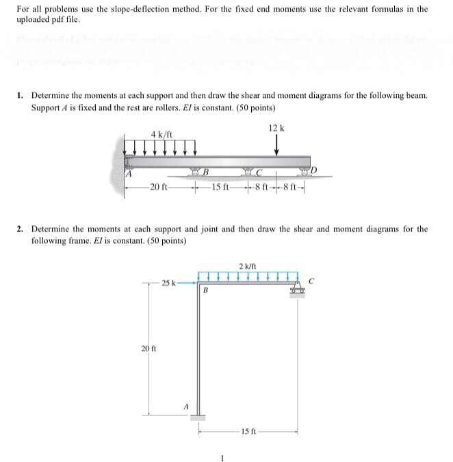 Solved For all problems use the slope-deflection method. For | Chegg.com