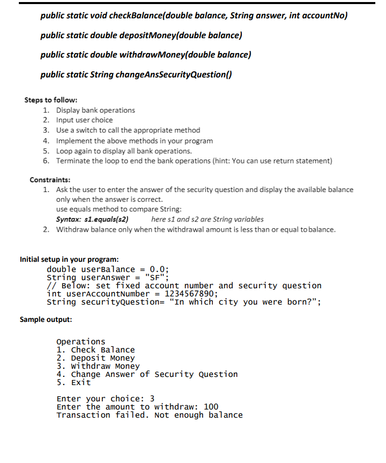Solved Problem Description: Write a program to perform the | Chegg.com