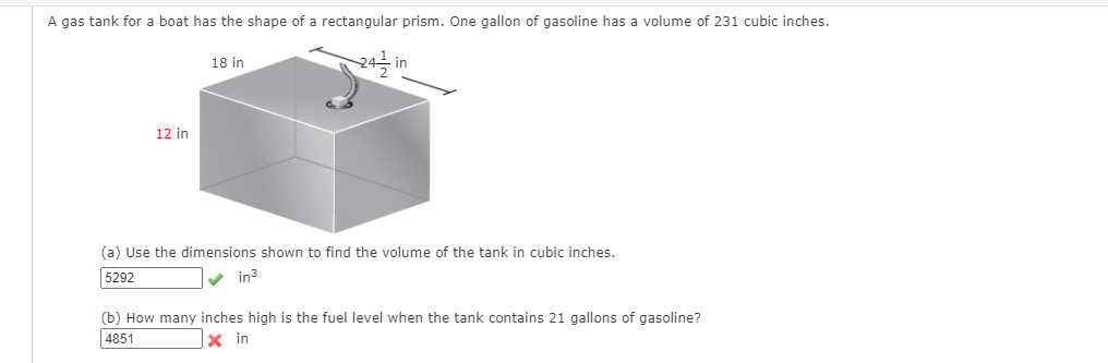 Solved A gas tank for a boat has the shape of a rectangular | Chegg.com