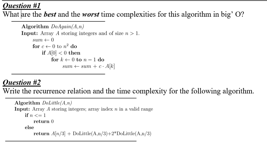 Solved Question #1 What are the best and the worst time | Chegg.com