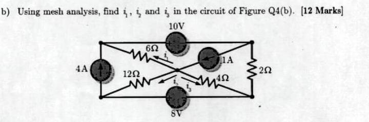 Solved Using mesh analysis, find i,i and i3 in the circuit | Chegg.com