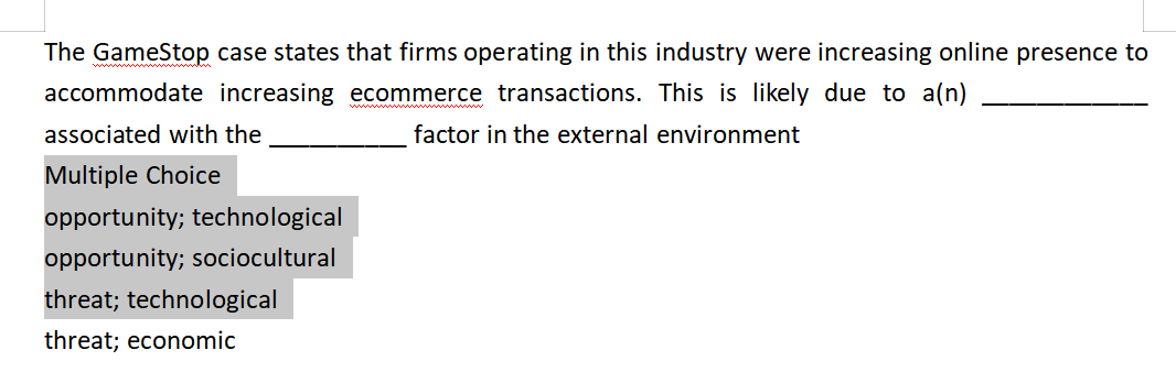Solved The GameStop case states that firms operating in this | Chegg.com