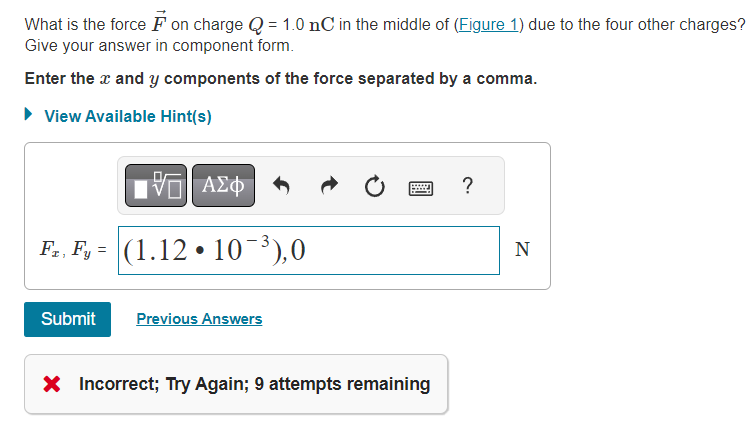 Solved What is the force F on charge Q=1.0nC in the middle | Chegg.com