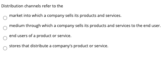 Solved Distribution channels refer to the market into which | Chegg.com