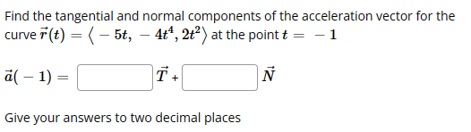 Solved Find the tangential and normal components of the | Chegg.com
