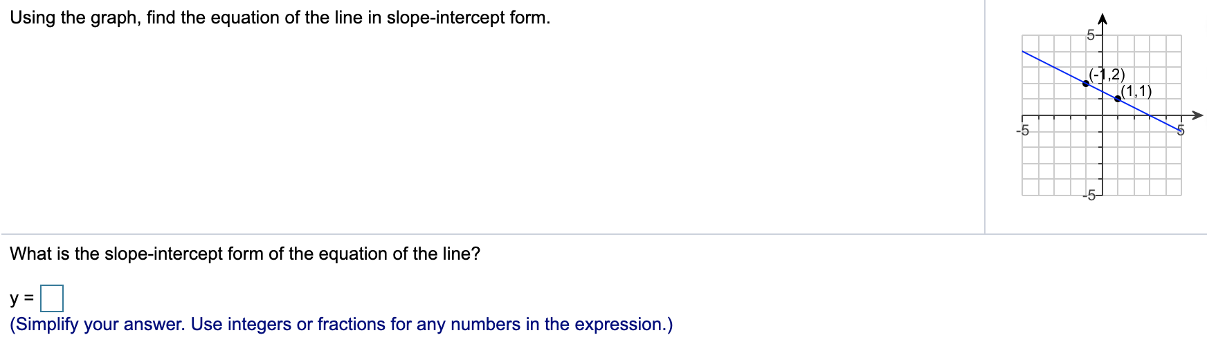 Solved Using the graph, find the equation of the line in | Chegg.com
