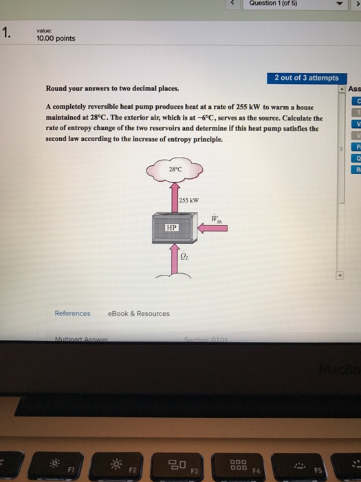 Solved A completely reversible heat pump produces heat at a | Chegg.com