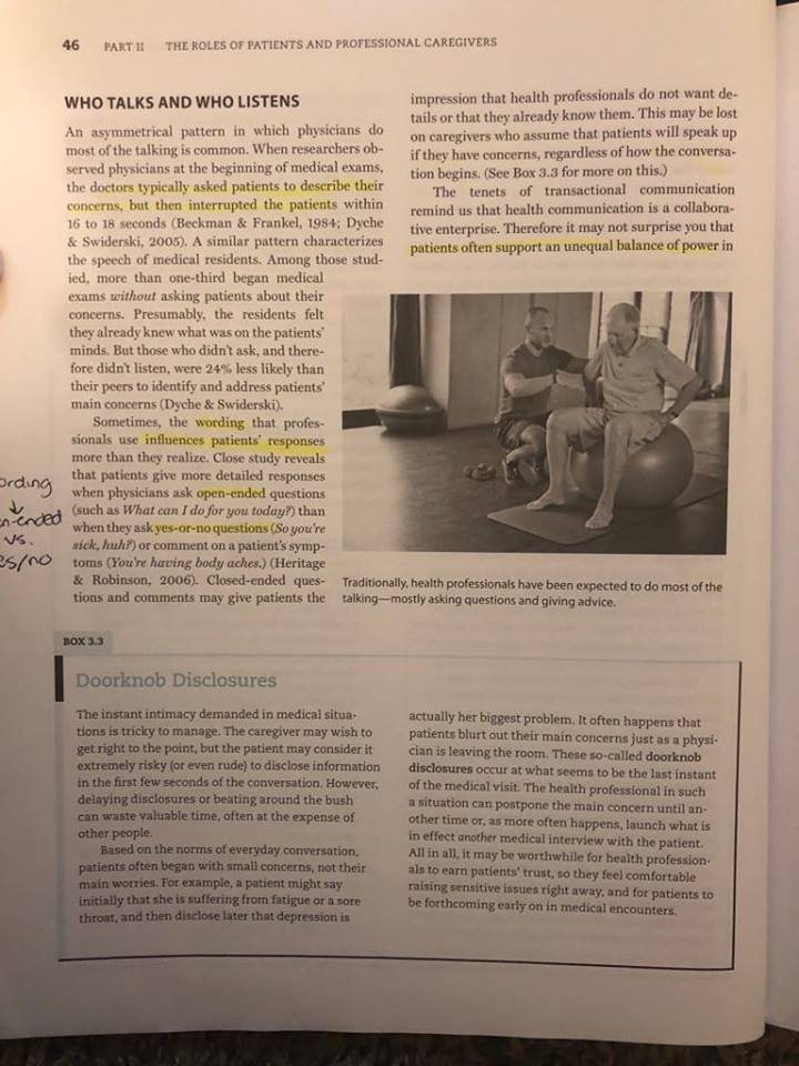 Solved CHAPTER 3 Patient-Caregiver Communication Ben noticed | Chegg.com