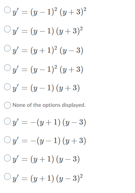 Solved Identify the differential equation that produces the | Chegg.com