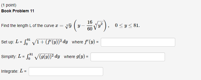 Solved (1 point) Book Problem 11 Find the length L of the | Chegg.com