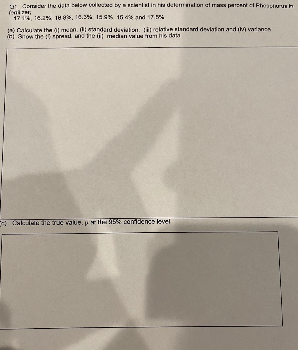 Solved Q1. Consider the data below collected by a scientist | Chegg.com