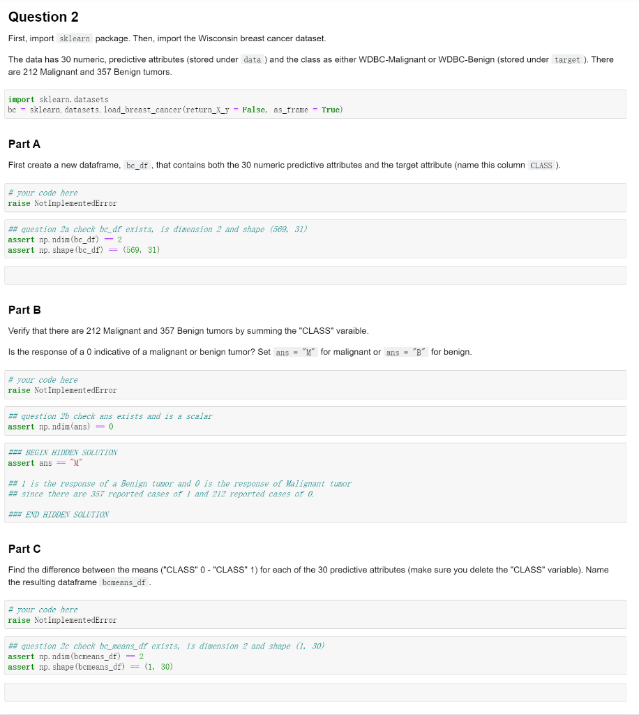 Solved Question 2 First, import sklearn package. Then, | Chegg.com