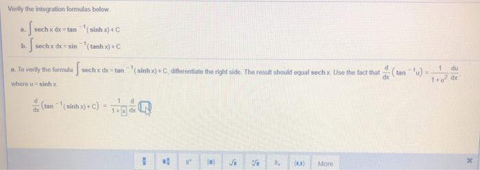Solved Verify the integration formulas below a. | sech x | Chegg.com